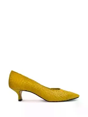 LA ROSE Carol Woven Heeled Pumps - Yellow