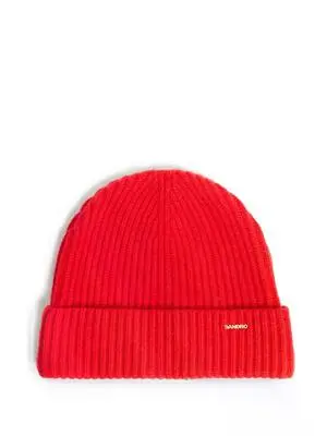 SANDRO Ribbed-knit Beanie Hat - Red
