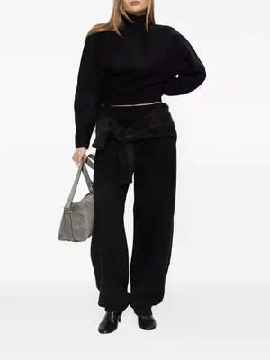 MAX MARA Cropped Wool And Cashmere Jersey Sweatshirt Dark - Grey