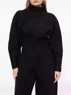 MAX MARA Cropped Wool And Cashmere Jersey Sweatshirt Dark