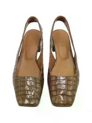 By Far Danielle Croc-effect Slingback Pumps