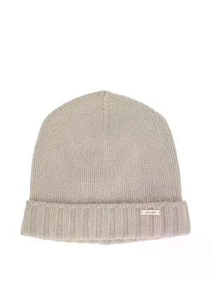 MOORER Logo-plaque Knitted Beanie Hat - Neutrals