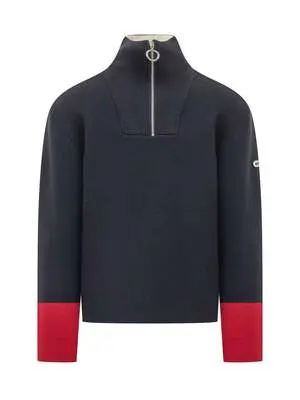 AMI Paris Zipped Collar Sweater - Navy