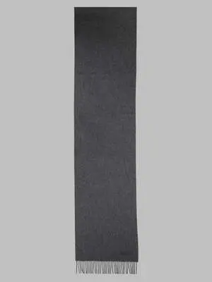 Zegna Italian Cashmere Scarf With Leather Trim - Grey