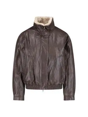 LOW CLASSIC Faux Leather Bomber Jacket