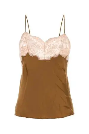 SAINT LAURENT Saint Laurent Camel Silk Tank Top