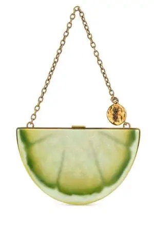 Saint Laurent Mini Resin Clutch With Antiqued Golden Metal Hardware