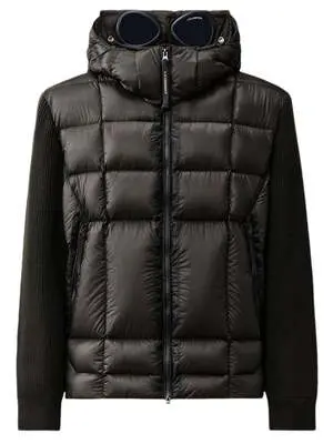 C.P. COMPANY Adjustable Detachable Goggle Hood Wool Knit Zip Sweater With Side Zip Pockets