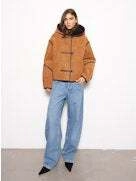 STAND STUDIO Fia Faux Shearling Hooded Jacket - Multicolor