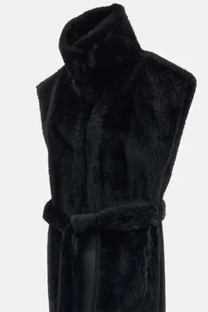 STAND STUDIO Oaklynn Long Faux Fur Vest With Belt - Multicolor