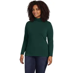 LANDS' END Lightweight Jersey Long Sleeve Turtleneck - Pine