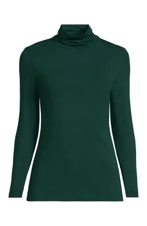 LANDS' END Lightweight Jersey Long Sleeve Turtleneck - Pine