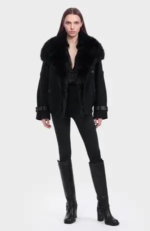 Rudsak Maemi Wool Bomber With Faux Fur Collar