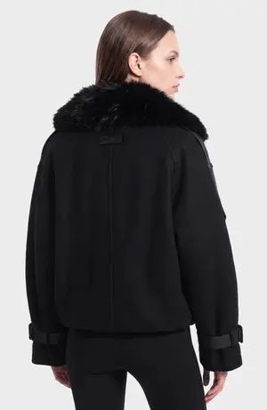 Rudsak Maemi Wool Bomber With Faux Fur Collar