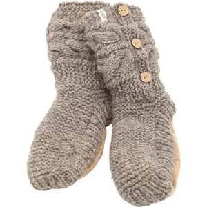 NIRVANNA DESIGNS Slipper Socks With 3 Buttons - Cocoa