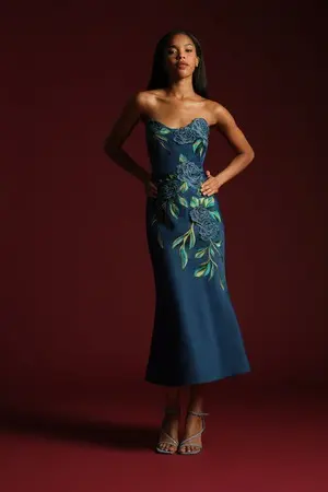 Theia Emmeline Embroidered Dress