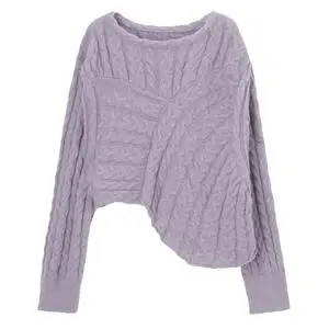 BELSIZE25 Cable Knit Asymmetric Jumper In Lavender - Purple