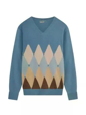 BALLANTYNE Diamond V-neck Sweater - Blue