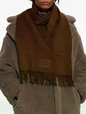 Max Mara Cashmere Stole With Monogram Embroidery Rust