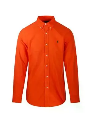 RALPH LAUREN COLLECTION Embroidered-logo Button-down Shirt - Orange