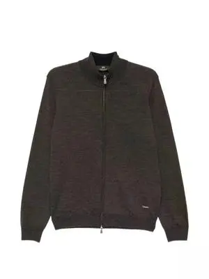 ENRICO MANDELLI Zip-up High-neck Cardigan - Brown