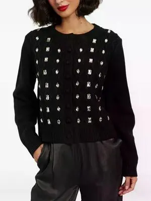 Chinti & Parker Crystal-embellished Cable-knit Cardigan