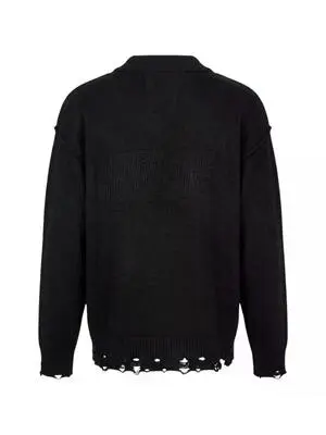 MOOD Distressed Logo-embroidered Sweater - Black