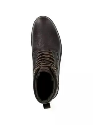 Barbour Eslington Grained Leather Panelled Boots - Brown