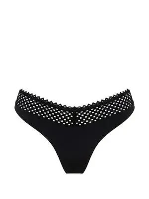 WOLFORD Romantic Net Lace-trimmed Thong - Black