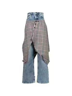 Natasha Zinko Layered Check-pattern Jeans - Blue