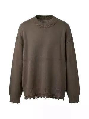 MOOD Distressed-effect Knitted Sweater - Brown