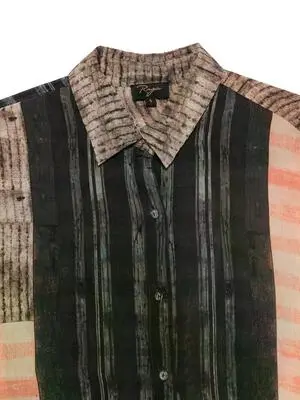 YAVI Patchwork-print Button-down Shirt