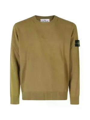 STONE ISLAND 5100021 Logo-patch Wool Sweater - Green