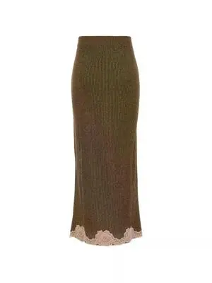Valentino Garavani Lace-trim Ribbed-knit Midi Skirt