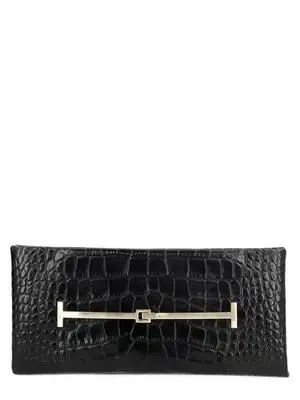 TOM FORD Tumbled Printed Crocodile Leather Arc Clutch Bag