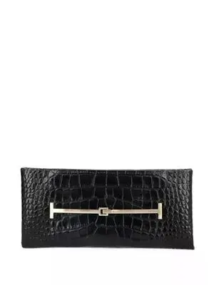 TOM FORD Tumbled Printed Crocodile Leather Arc Clutch Bag - Black