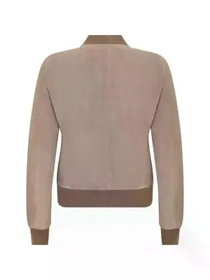 MOORER Zip-up Suede Bomber Jacket