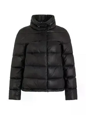 MOORER High-neck Padded Leather Jacket