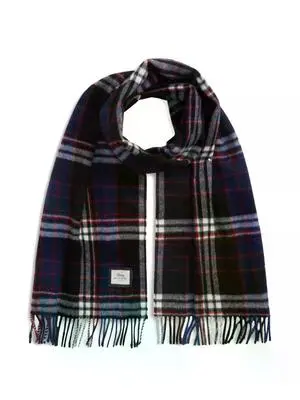 TOMMY HILFIGER Check-pattern Fringed Scarf - Blue