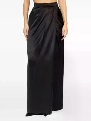Max Mara Long Silk Satin Skirt Dark