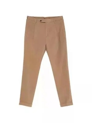 BERWICH Retro Long Pleated Straight-leg Trousers - Brown