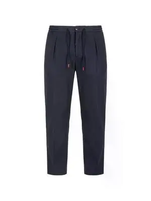 Kiton Pleated Drawstring Trousers - Blue