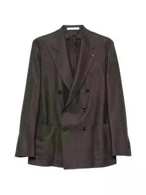 TAGLIATORE Double-breasted Micro-patterned Jacket - Brown