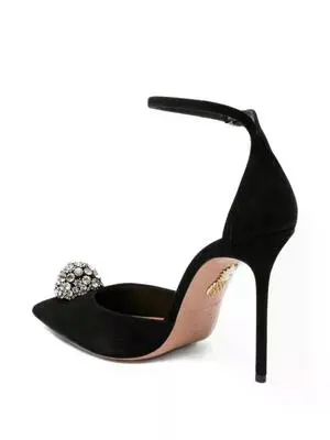 AQUAZZURA Crystal-embellished Suede Pumps