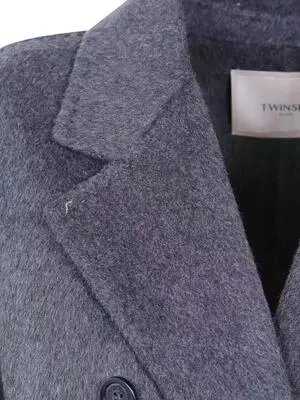 TWINSET Double-breasted Belted Coat - Grey