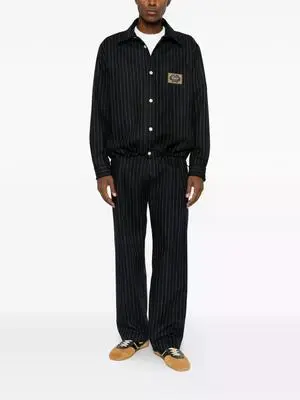 Drole De Monsieur Pinstripe-pattern Patch-detail Shirt