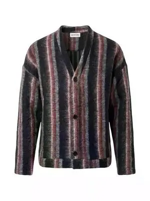MOOD Striped Brushed-finish Cardigan - Black