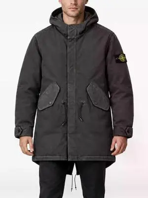 STONE ISLAND Logo-patch Hooded Parka - Grey