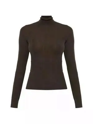Max Mara Wool Yarn Polo-neck Sweater Mud - Brown