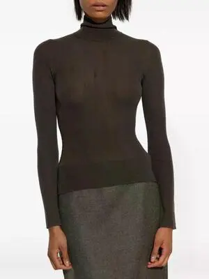 Max Mara Wool Yarn Polo-neck Sweater Mud